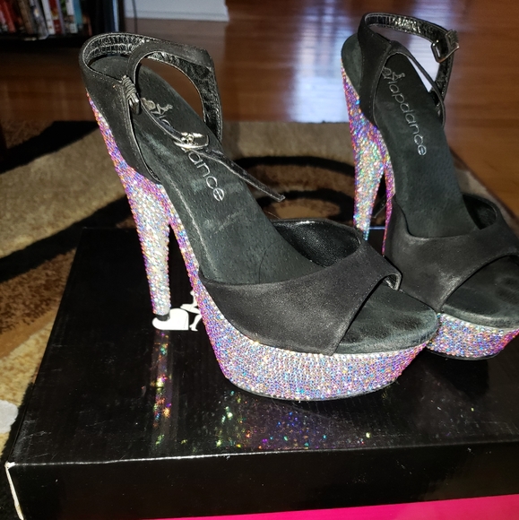 lapdance | Shoes | 6in Rhinestone Black Suede Platform Heel | Poshmark
